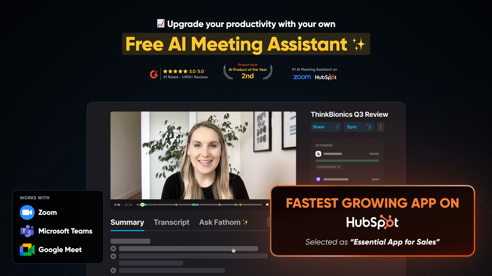 Fathom AI Notetaker HubSpot Integration | Connect Them Today